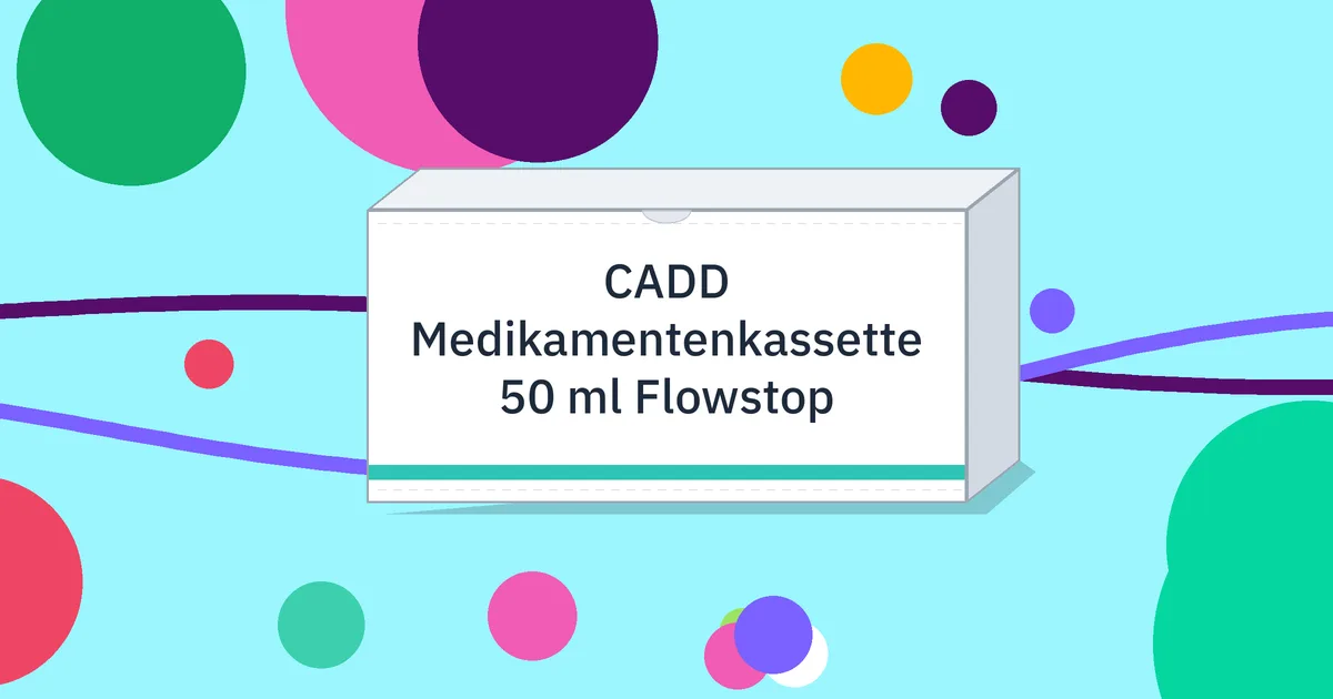 Symbolbild: Packung mit der Aufschrift CADD Medikamentenkassette 50 ml Flowstop (PZN 11241824) – Verfügbarkeit und Bezug in Apotheken in Frankfurt am Main