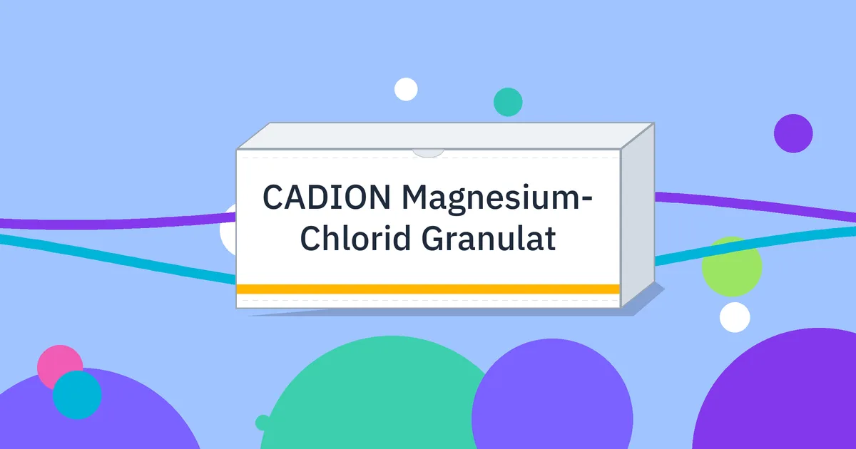 Symbolbild: Packung mit der Aufschrift CADION Magnesium-Chlorid Granulat (PZN 14130628) – Verfügbarkeit und Bezug in Apotheken in Frankfurt am Main