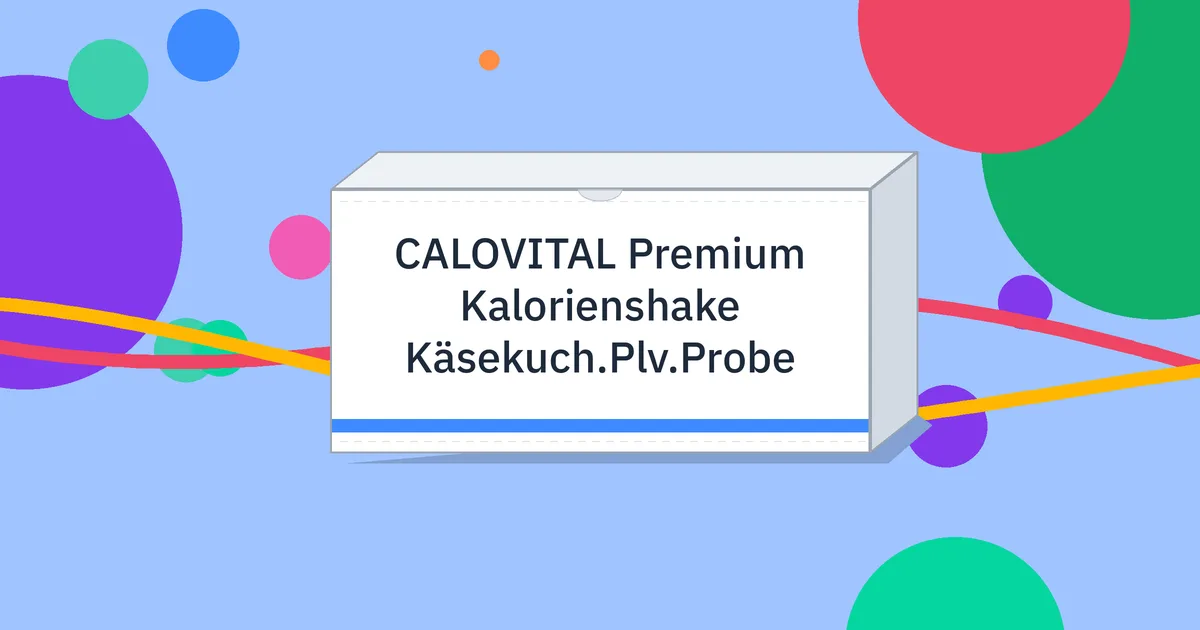 Symbolbild: Packung mit der Aufschrift CALOVITAL Premium Kalorienshake Käsekuch.Plv.Probe (PZN 19823075) – Verfügbarkeit und Bezug in Apotheken in Frankfurt am Main