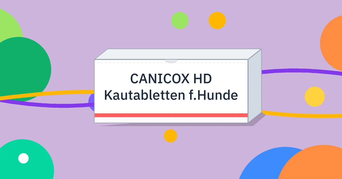 Symbolbild: Packung mit der Aufschrift CANICOX HD Kautabletten f.Hunde (PZN 17834778) – Verfügbarkeit und Bezug in Apotheken in Frankfurt am Main