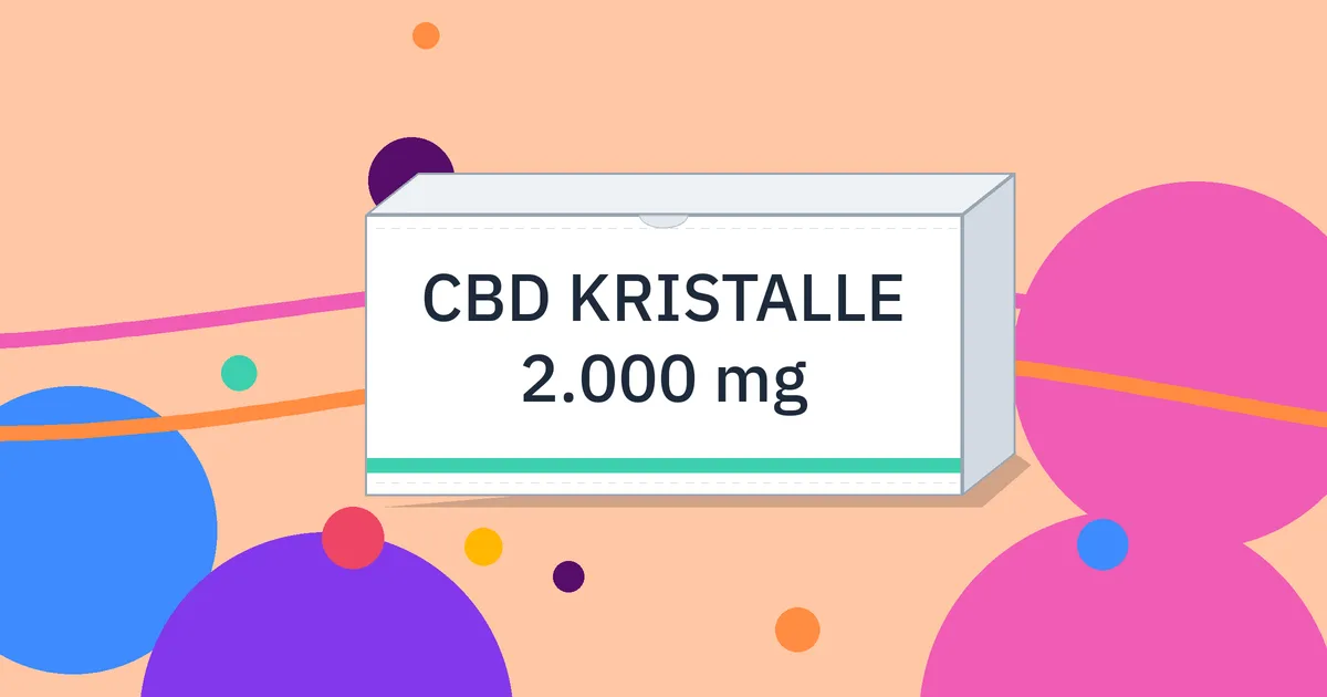 Symbolbild: Packung mit der Aufschrift CBD KRISTALLE 2.000 mg (PZN 15300469) – Verfügbarkeit und Bezug in Apotheken in Frankfurt am Main