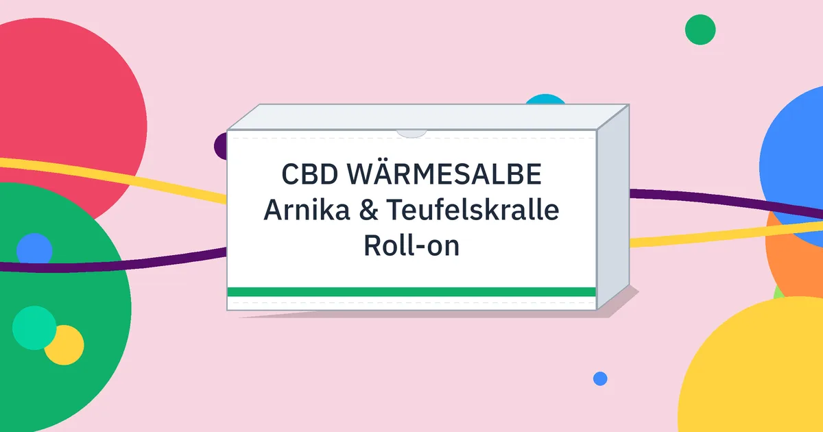 Symbolbild: Packung mit der Aufschrift CBD WÄRMESALBE Arnika & Teufelskralle Roll-on (PZN 19523060) – Verfügbarkeit und Bezug in Apotheken in Frankfurt am Main