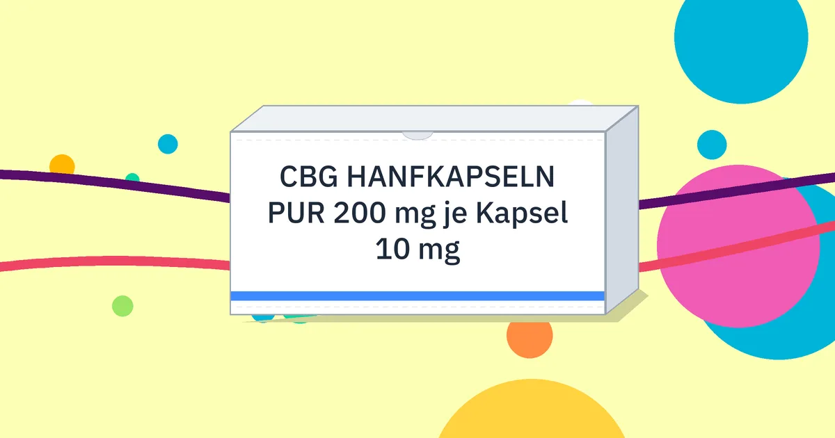 Symbolbild: Packung mit der Aufschrift CBG HANFKAPSELN PUR 200 mg je Kapsel 10 mg (PZN 15615546) – Verfügbarkeit und Bezug in Apotheken in Frankfurt am Main