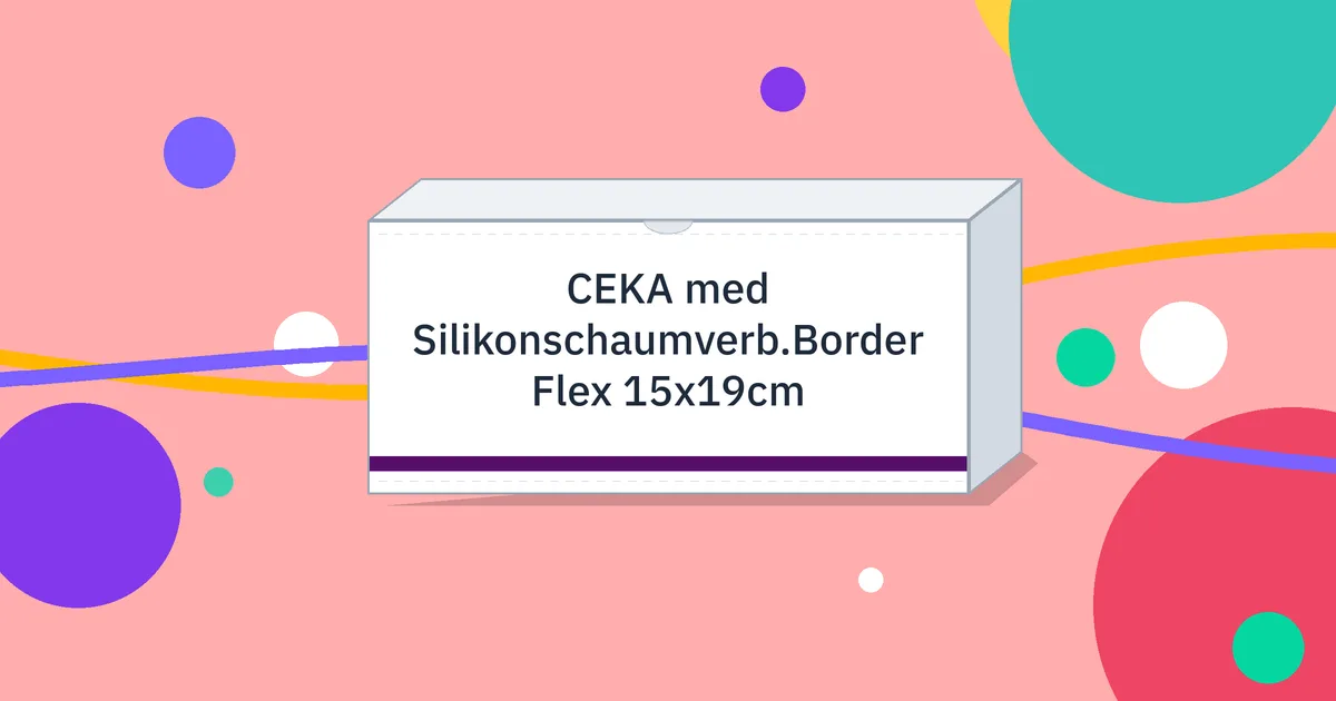 Symbolbild: Packung mit der Aufschrift CEKA med Silikonschaumverb.Border Flex 15x19cm (PZN 20386421) – Verfügbarkeit und Bezug in Apotheken in Frankfurt am Main