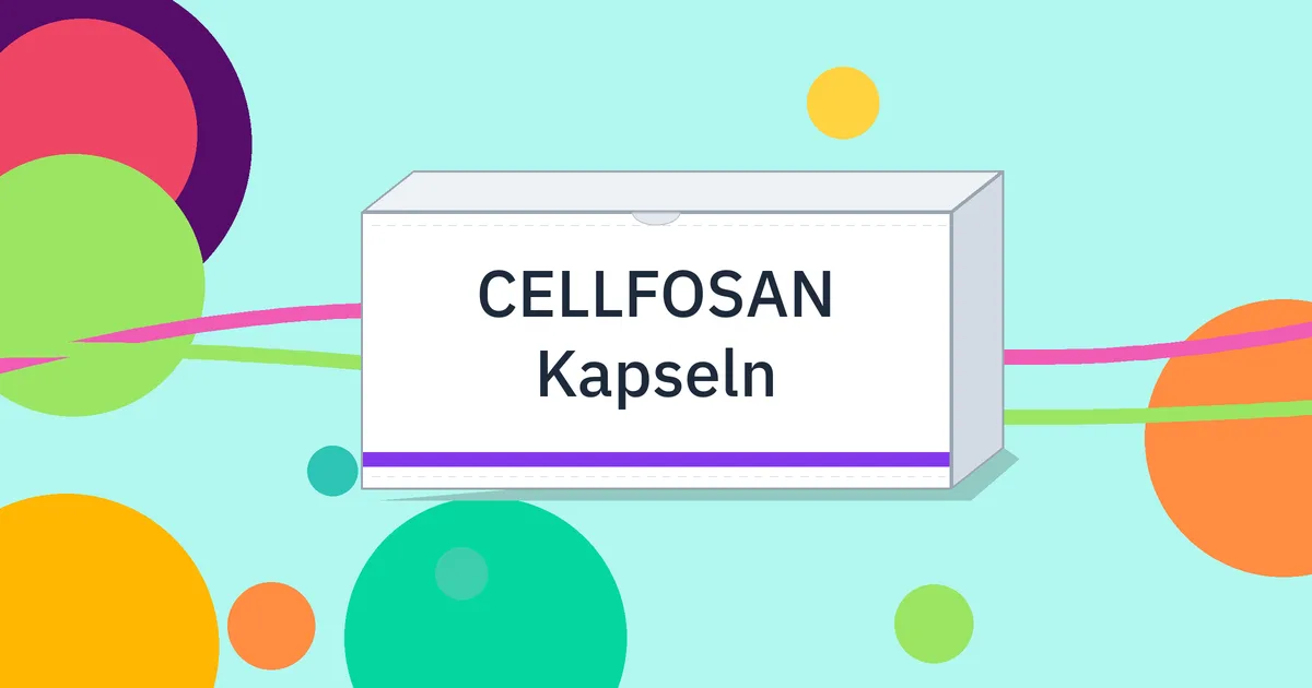 Symbolbild: Packung mit der Aufschrift CELLFOSAN Kapseln (PZN 18374178) – Verfügbarkeit und Bezug in Apotheken in Frankfurt am Main