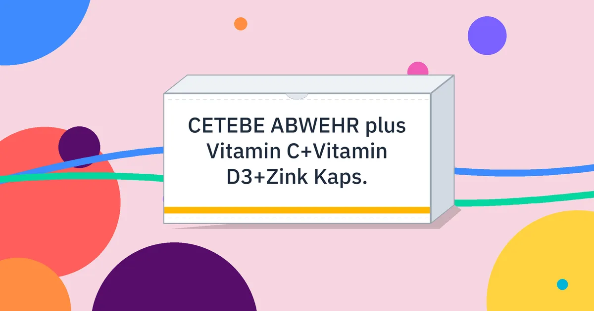 Symbolbild: Packung mit der Aufschrift CETEBE ABWEHR plus Vitamin C+Vitamin D3+Zink Kaps. (PZN 02411150) – Verfügbarkeit und Bezug in Apotheken in Frankfurt am Main