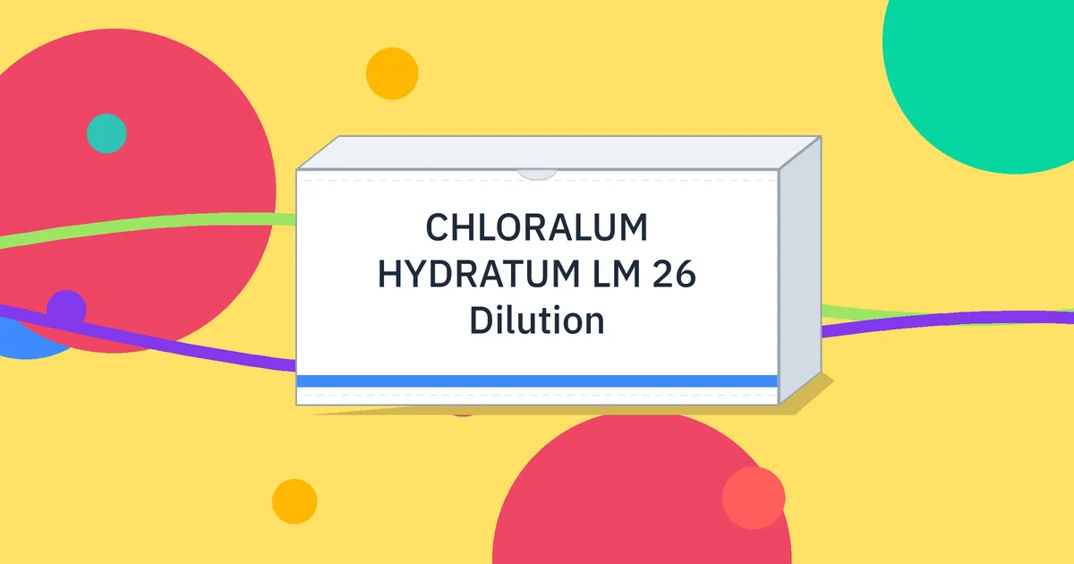 Symbolbild: Packung mit der Aufschrift CHLORALUM HYDRATUM LM 26 Dilution (PZN 13444247) – Verfügbarkeit und Bezug in Apotheken in Frankfurt am Main