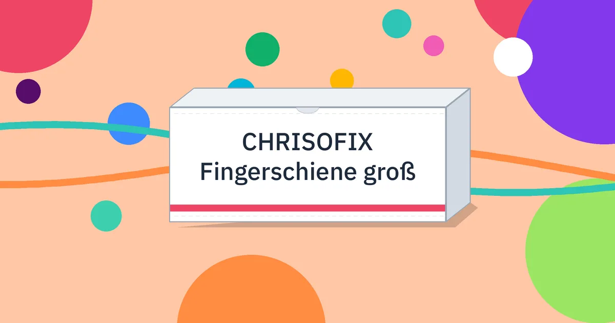 Symbolbild: Packung mit der Aufschrift CHRISOFIX Fingerschiene groß (PZN 09913854) – Verfügbarkeit und Bezug in Apotheken in Frankfurt am Main