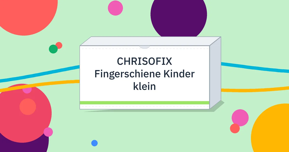 Symbolbild: Packung mit der Aufschrift CHRISOFIX Fingerschiene Kinder klein (PZN 01499295) – Verfügbarkeit und Bezug in Apotheken in Frankfurt am Main