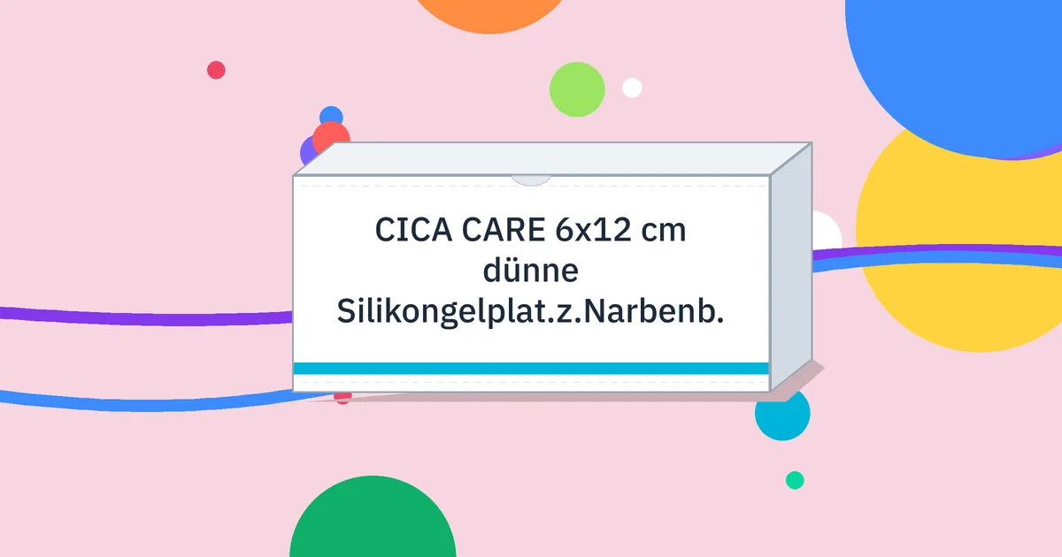 Symbolbild: Packung mit der Aufschrift CICA CARE 6x12 cm dünne Silikongelplat.z.Narbenb. (PZN 16356087) – Verfügbarkeit und Bezug in Apotheken in Frankfurt am Main