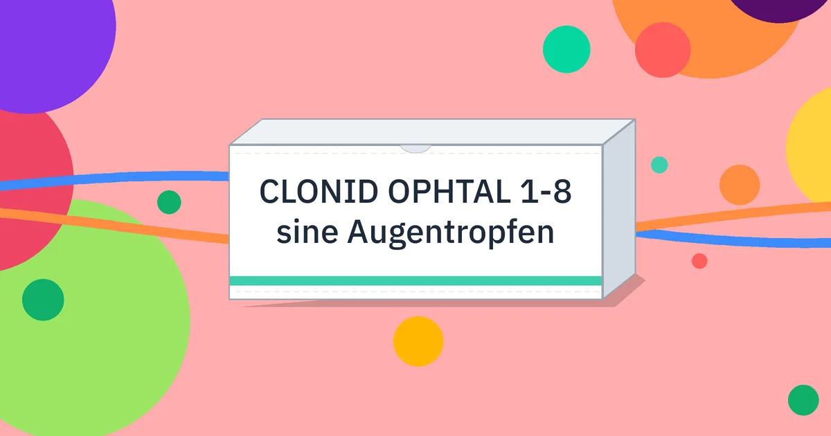 Symbolbild: Packung mit der Aufschrift CLONID OPHTAL 1-8 sine Augentropfen (PZN 07591903) – Verfügbarkeit und Bezug in Apotheken in Frankfurt am Main