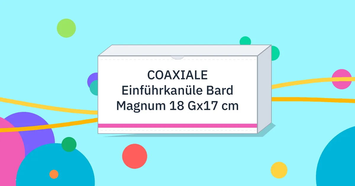 Symbolbild: Packung mit der Aufschrift COAXIALE Einführkanüle Bard Magnum 18 Gx17 cm (PZN 04670039) – Verfügbarkeit und Bezug in Apotheken in Frankfurt am Main