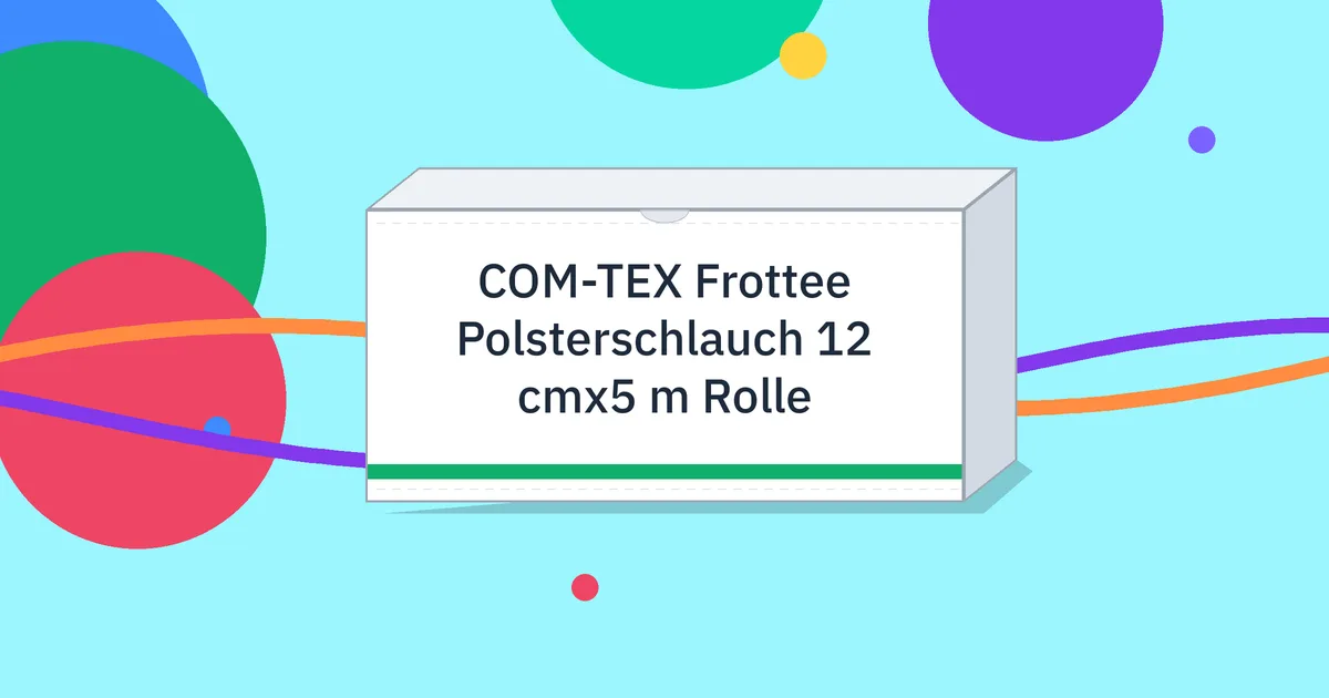 Symbolbild: Packung mit der Aufschrift COM-TEX Frottee Polsterschlauch 12 cmx5 m Rolle (PZN 00026778) – Verfügbarkeit und Bezug in Apotheken in Frankfurt am Main