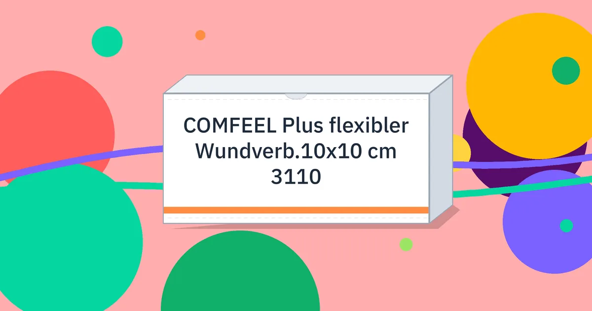 Symbolbild: Packung mit der Aufschrift COMFEEL Plus flexibler Wundverb.10x10 cm 3110 (PZN 10837911) – Verfügbarkeit und Bezug in Apotheken in Frankfurt am Main