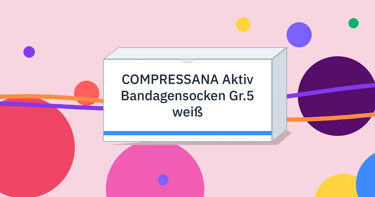 Symbolbild: Packung mit der Aufschrift COMPRESSANA Aktiv Bandagensocken Gr.5 weiß (PZN 09209902) – Verfügbarkeit und Bezug in Apotheken in Frankfurt am Main