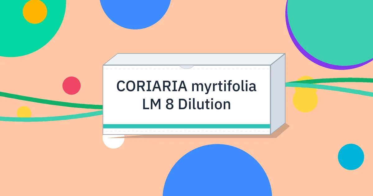 Symbolbild: Packung mit der Aufschrift CORIARIA myrtifolia LM 8 Dilution (PZN 13451626) – Verfügbarkeit und Bezug in Apotheken in Frankfurt am Main