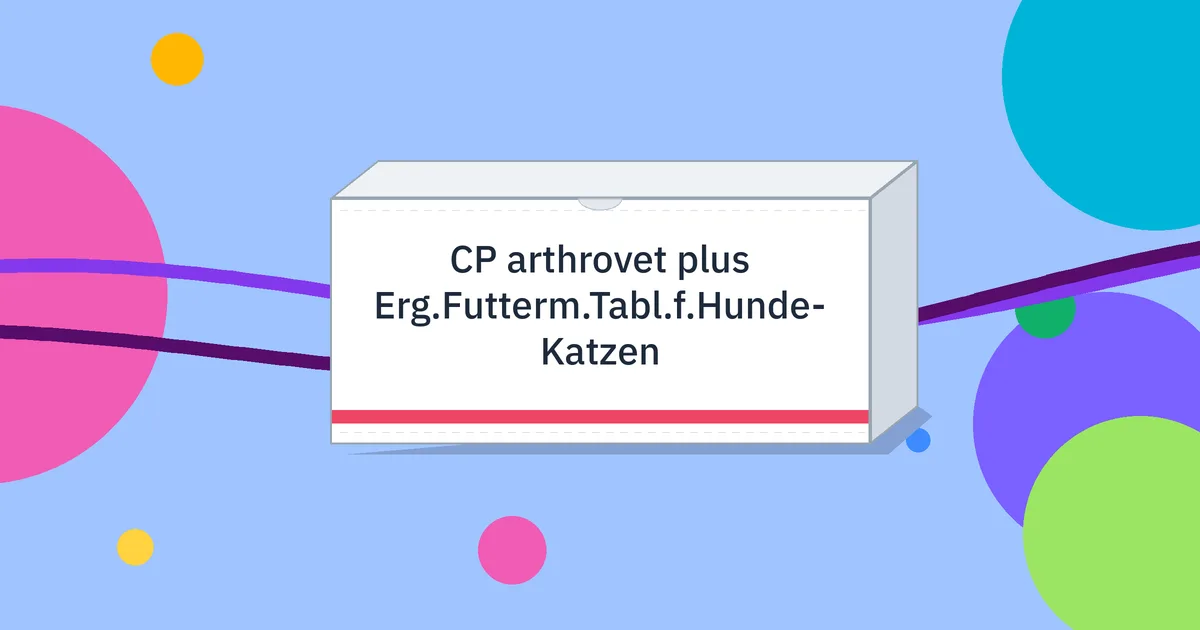 Symbolbild: Packung mit der Aufschrift CP arthrovet plus Erg.Futterm.Tabl.f.Hunde-Katzen (PZN 18132073) – Verfügbarkeit und Bezug in Apotheken in Frankfurt am Main