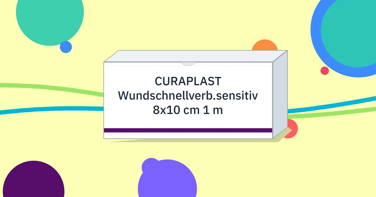 Symbolbild: Packung mit der Aufschrift CURAPLAST Wundschnellverb.sensitiv 8x10 cm 1 m (PZN 15997660) – Verfügbarkeit und Bezug in Apotheken in Frankfurt am Main
