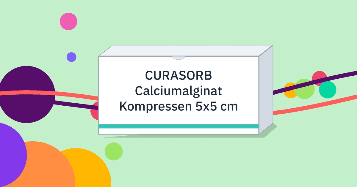 Symbolbild: Packung mit der Aufschrift CURASORB Calciumalginat Kompressen 5x5 cm (PZN 06718543) – Verfügbarkeit und Bezug in Apotheken in Frankfurt am Main