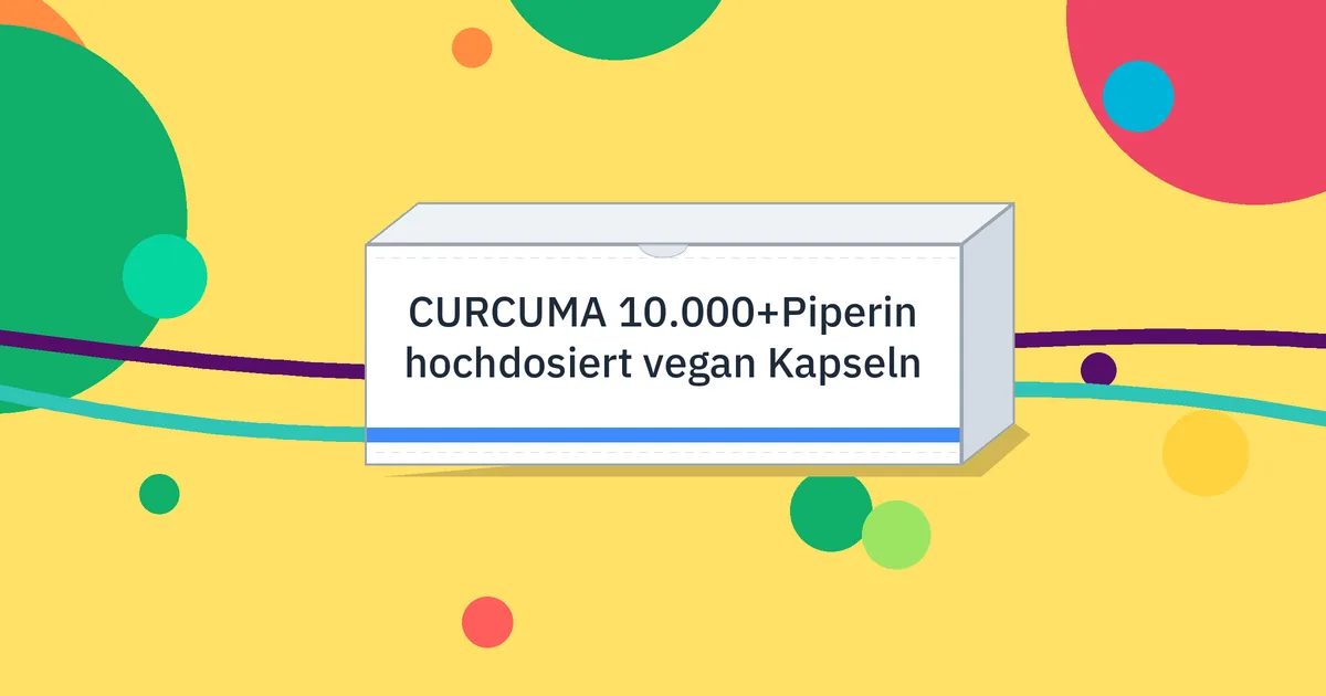 Symbolbild: Packung mit der Aufschrift CURCUMA 10.000+Piperin hochdosiert vegan Kapseln (PZN 19461554) – Verfügbarkeit und Bezug in Apotheken in Frankfurt am Main