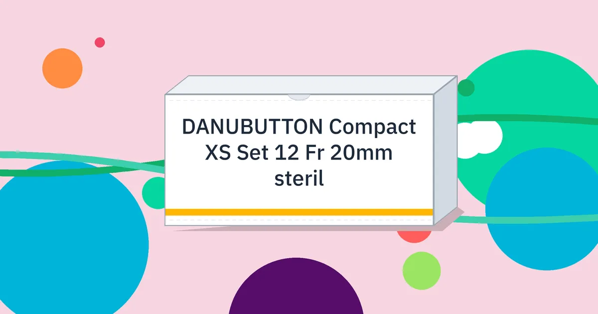 Symbolbild: Packung mit der Aufschrift DANUBUTTON Compact XS Set 12 Fr 20mm steril (PZN 19852496) – Verfügbarkeit und Bezug in Apotheken in Frankfurt am Main