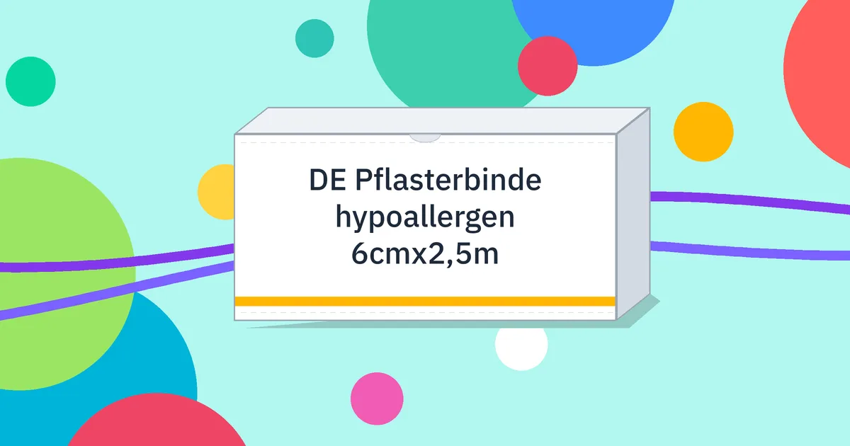 Symbolbild: Packung mit der Aufschrift DE Pflasterbinde hypoallergen 6cmx2,5m (PZN 04554451) – Verfügbarkeit und Bezug in Apotheken in Frankfurt am Main