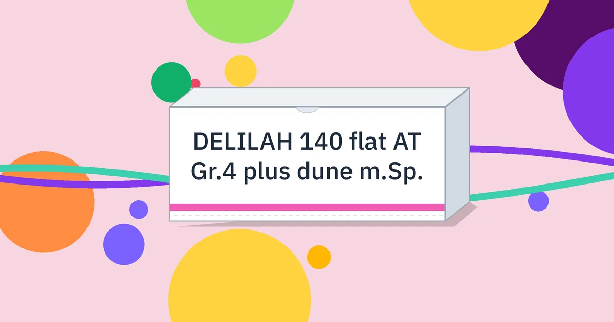 Symbolbild: Packung mit der Aufschrift DELILAH 140 flat AT Gr.4 plus dune m.Sp. (PZN 14248100) – Verfügbarkeit und Bezug in Apotheken in Frankfurt am Main