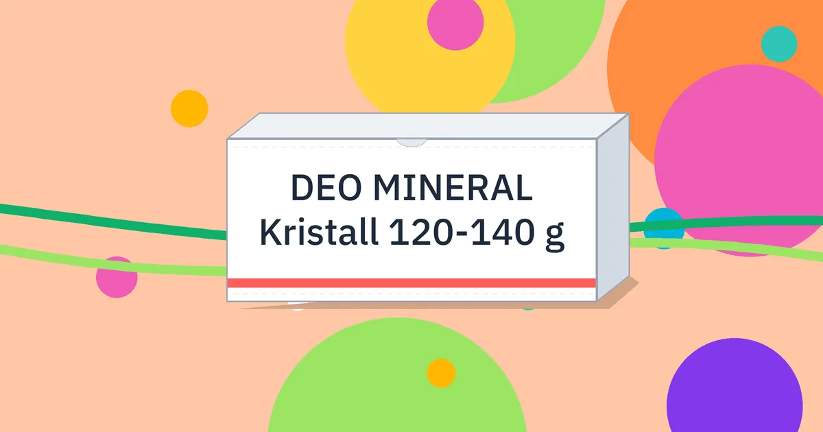 Symbolbild: Packung mit der Aufschrift DEO MINERAL Kristall 120-140 g (PZN 02519249) – Verfügbarkeit und Bezug in Apotheken in Frankfurt am Main
