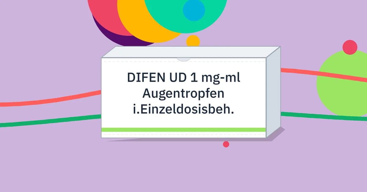 Symbolbild: Packung mit der Aufschrift DIFEN UD 1 mg-ml Augentropfen i.Einzeldosisbeh. (PZN 09099916) – Verfügbarkeit und Bezug in Apotheken in Frankfurt am Main