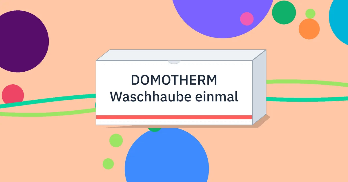 Symbolbild: Packung mit der Aufschrift DOMOTHERM Waschhaube einmal (PZN 04181872) – Verfügbarkeit und Bezug in Apotheken in Frankfurt am Main
