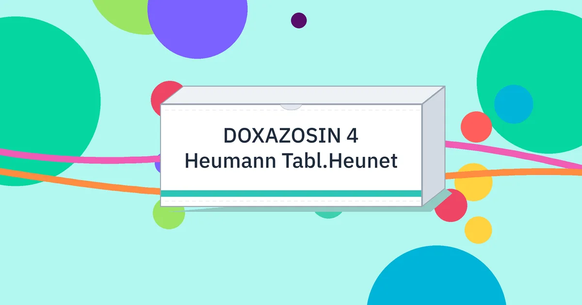 Symbolbild: Packung mit der Aufschrift DOXAZOSIN 4 Heumann Tabl.Heunet (PZN 05909844) – Verfügbarkeit und Bezug in Apotheken in Frankfurt am Main