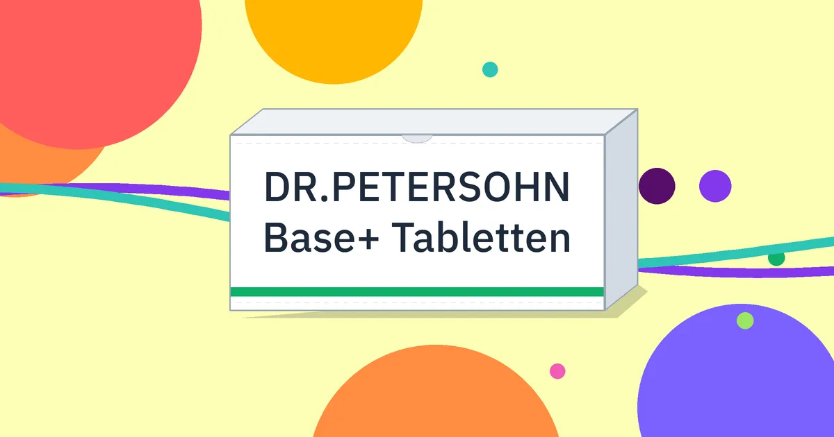 Symbolbild: Packung mit der Aufschrift DR.PETERSOHN Base+ Tabletten (PZN 20302631) – Verfügbarkeit und Bezug in Apotheken in Frankfurt am Main