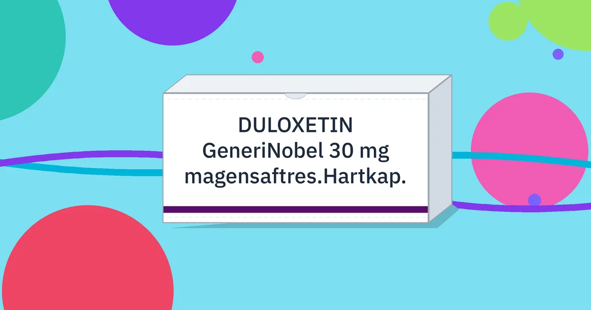 Symbolbild: Packung mit der Aufschrift DULOXETIN GeneriNobel 30 mg magensaftres.Hartkap. (PZN 18785728) – Verfügbarkeit und Bezug in Apotheken in Frankfurt am Main