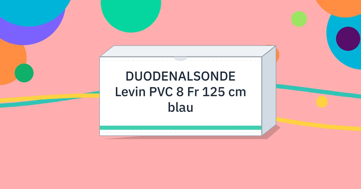 Symbolbild: Packung mit der Aufschrift DUODENALSONDE Levin PVC 8 Fr 125 cm blau (PZN 15624568) – Verfügbarkeit und Bezug in Apotheken in Frankfurt am Main