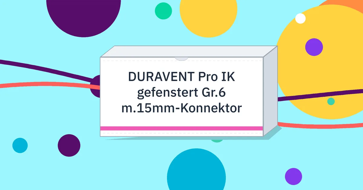 Symbolbild: Packung mit der Aufschrift DURAVENT Pro IK gefenstert Gr.6 m.15mm-Konnektor (PZN 19243805) – Verfügbarkeit und Bezug in Apotheken in Frankfurt am Main