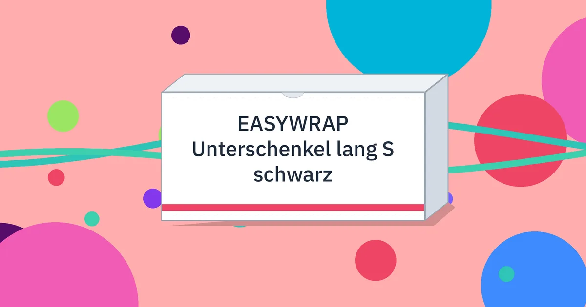 Symbolbild: Packung mit der Aufschrift EASYWRAP Unterschenkel lang S schwarz (PZN 18748242) – Verfügbarkeit und Bezug in Apotheken in Frankfurt am Main