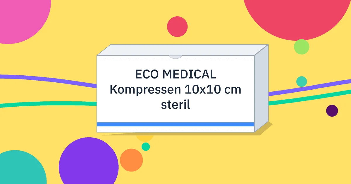 Symbolbild: Packung mit der Aufschrift ECO MEDICAL Kompressen 10x10 cm steril (PZN 00728581) – Verfügbarkeit und Bezug in Apotheken in Frankfurt am Main