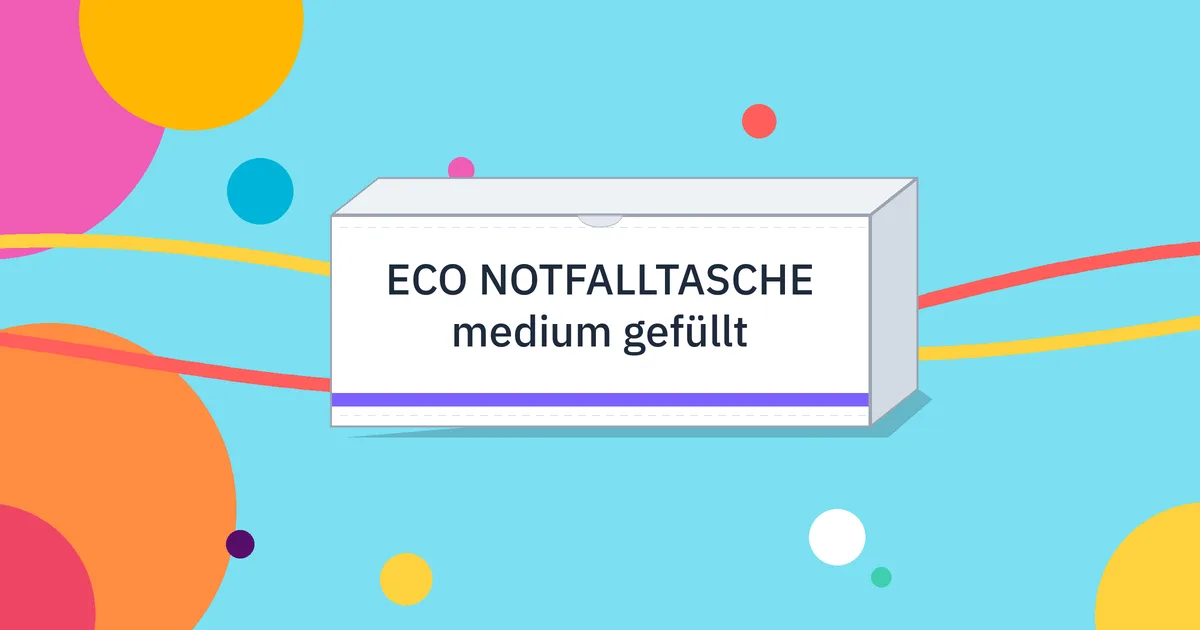 Symbolbild: Packung mit der Aufschrift ECO NOTFALLTASCHE medium gefüllt (PZN 09269927) – Verfügbarkeit und Bezug in Apotheken in Frankfurt am Main
