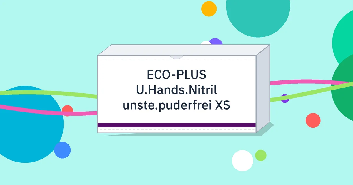 Symbolbild: Packung mit der Aufschrift ECO-PLUS U.Hands.Nitril unste.puderfrei XS (PZN 16902348) – Verfügbarkeit und Bezug in Apotheken in Frankfurt am Main