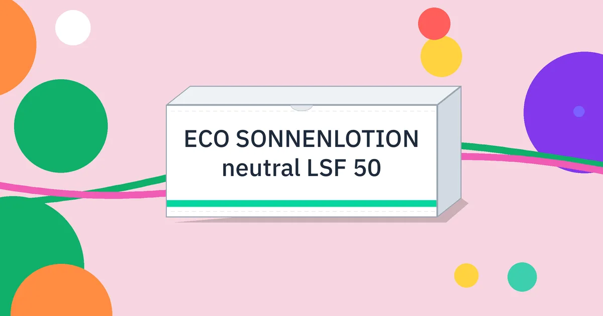 Symbolbild: Packung mit der Aufschrift ECO SONNENLOTION neutral LSF 50 (PZN 19384279) – Verfügbarkeit und Bezug in Apotheken in Frankfurt am Main