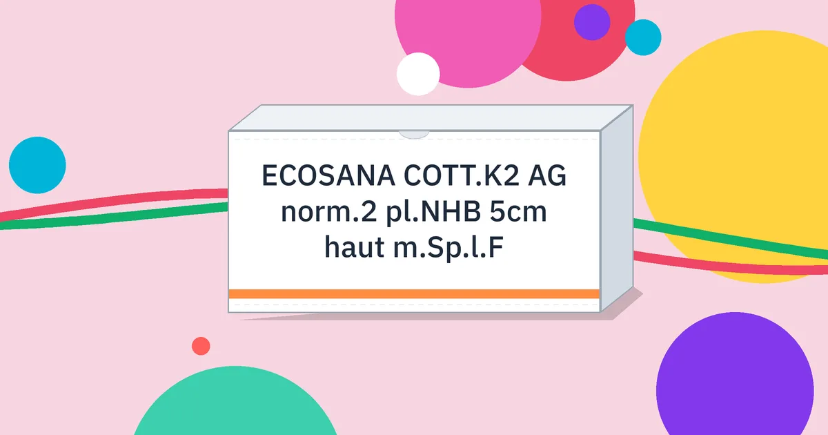 Symbolbild: Packung mit der Aufschrift ECOSANA COTT.K2 AG norm.2 pl.NHB 5cm haut m.Sp.l.F (PZN 16949226) – Verfügbarkeit und Bezug in Apotheken in Frankfurt am Main