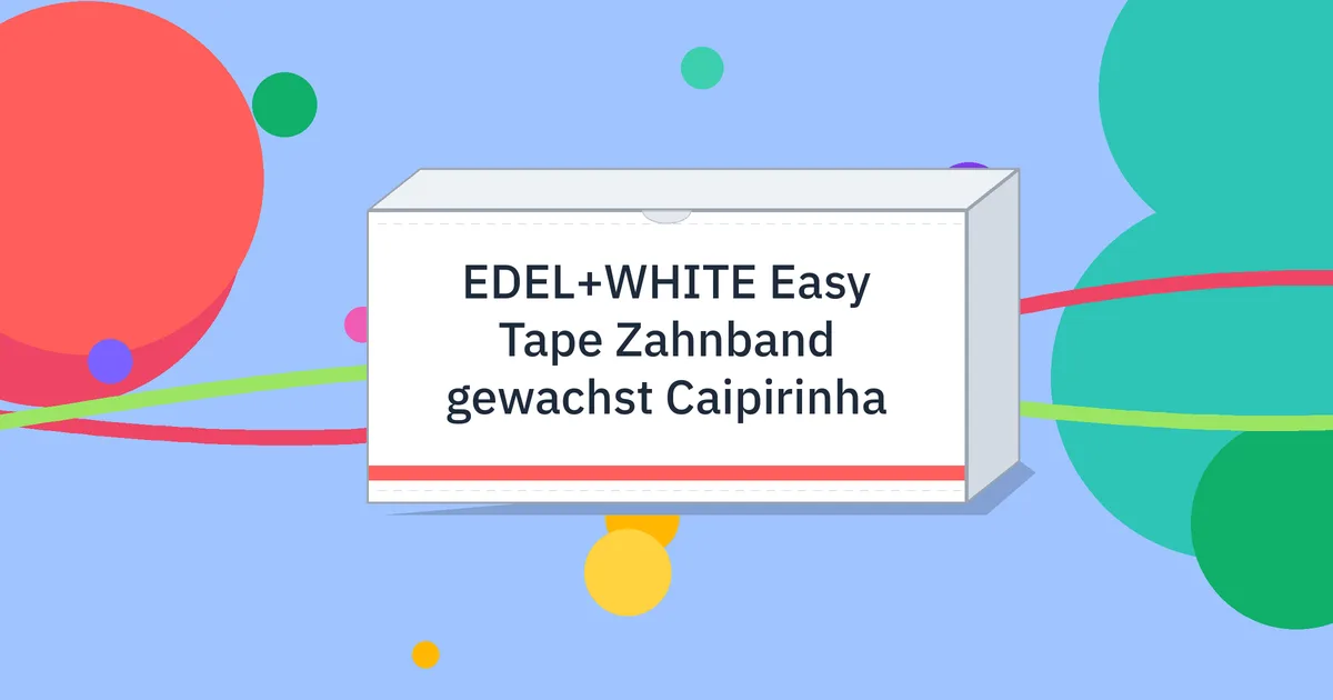 Symbolbild: Packung mit der Aufschrift EDEL+WHITE Easy Tape Zahnband gewachst Caipirinha (PZN 17180650) – Verfügbarkeit und Bezug in Apotheken in Frankfurt am Main