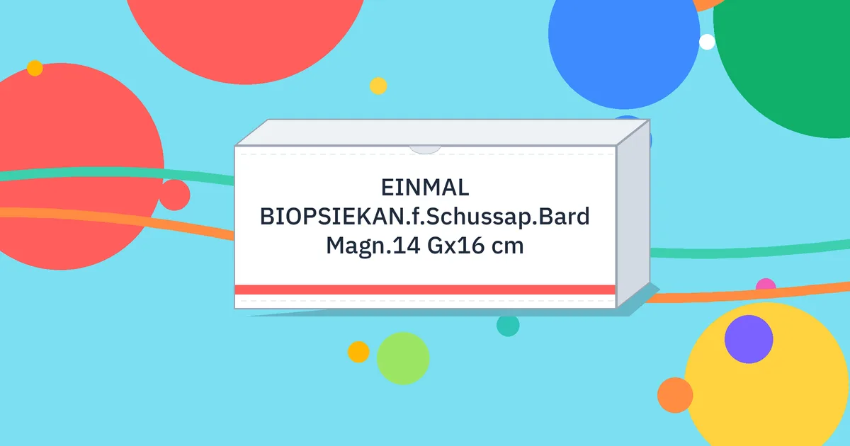 Symbolbild: Packung mit der Aufschrift EINMAL BIOPSIEKAN.f.Schussap.Bard Magn.14 Gx16 cm (PZN 00283794) – Verfügbarkeit und Bezug in Apotheken in Frankfurt am Main