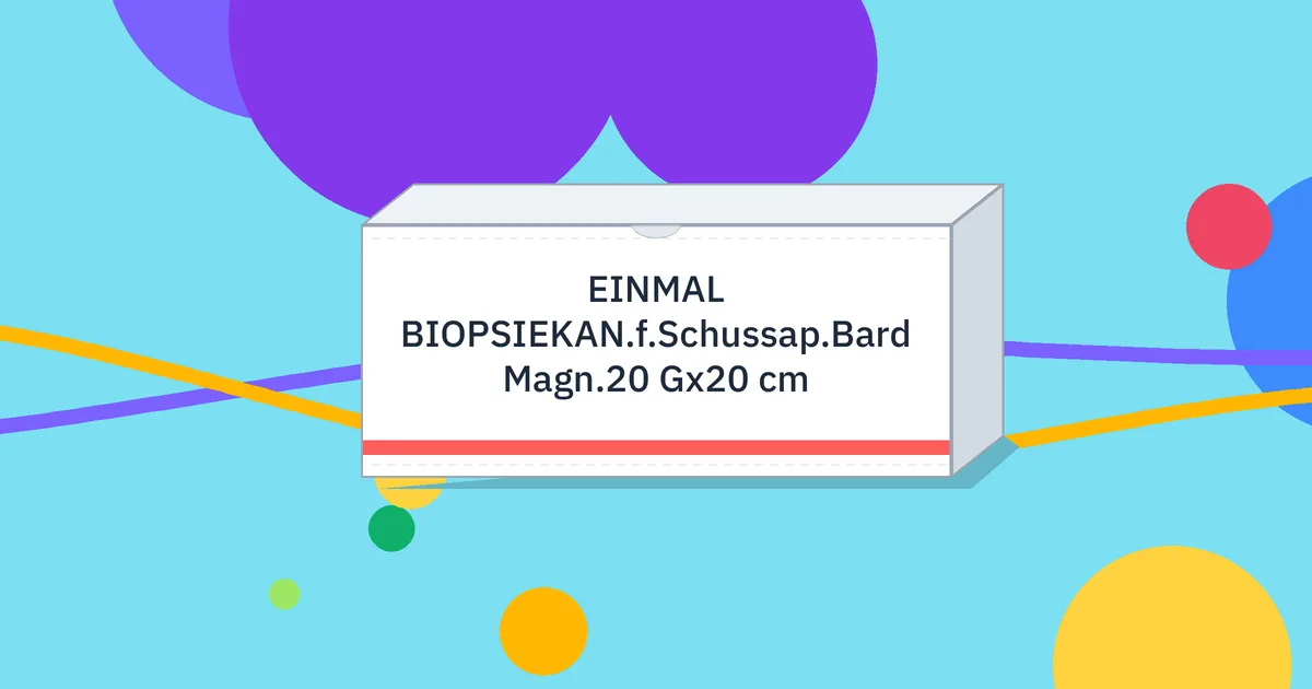 Symbolbild: Packung mit der Aufschrift EINMAL BIOPSIEKAN.f.Schussap.Bard Magn.20 Gx20 cm (PZN 00283601) – Verfügbarkeit und Bezug in Apotheken in Frankfurt am Main