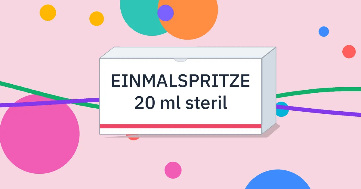 Symbolbild: Packung mit der Aufschrift EINMALSPRITZE 20 ml steril (PZN 00987526) – Verfügbarkeit und Bezug in Apotheken in Frankfurt am Main