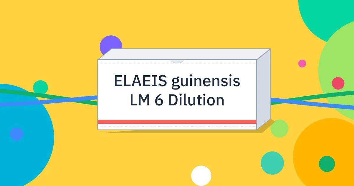 Symbolbild: Packung mit der Aufschrift ELAEIS guinensis LM 6 Dilution (PZN 13469715) – Verfügbarkeit und Bezug in Apotheken in Frankfurt am Main