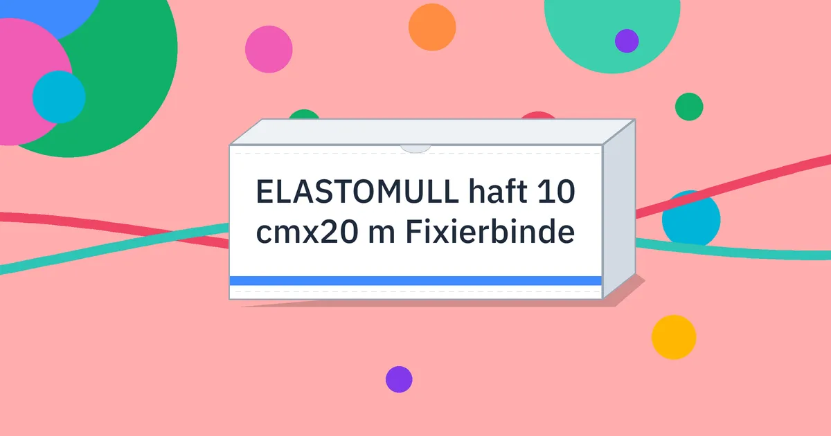 Symbolbild: Packung mit der Aufschrift ELASTOMULL haft 10 cmx20 m Fixierbinde (PZN 12656680) – Verfügbarkeit und Bezug in Apotheken in Frankfurt am Main