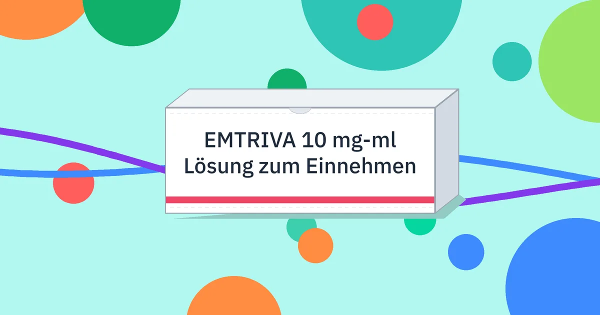 Symbolbild: Packung mit der Aufschrift EMTRIVA 10 mg-ml Lösung zum Einnehmen (PZN 02349209) – Verfügbarkeit und Bezug in Apotheken in Frankfurt am Main
