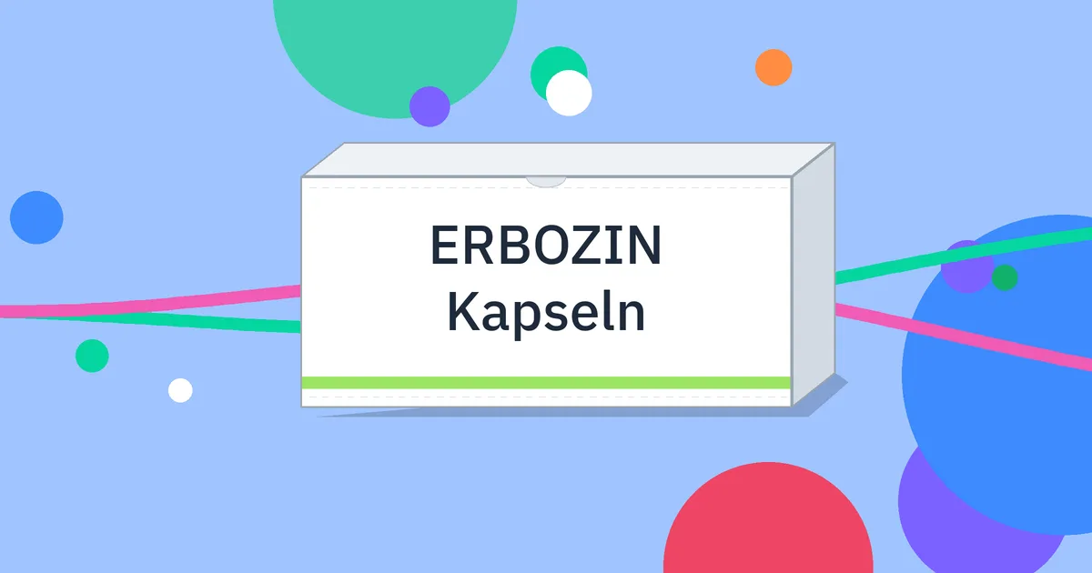 Symbolbild: Packung mit der Aufschrift ERBOZIN Kapseln (PZN 19824399) – Verfügbarkeit und Bezug in Apotheken in Frankfurt am Main