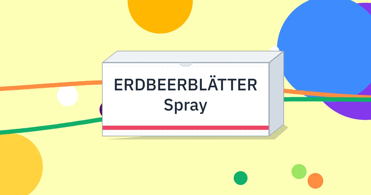 Symbolbild: Packung mit der Aufschrift ERDBEERBLÄTTER Spray (PZN 11712471) – Verfügbarkeit und Bezug in Apotheken in Frankfurt am Main